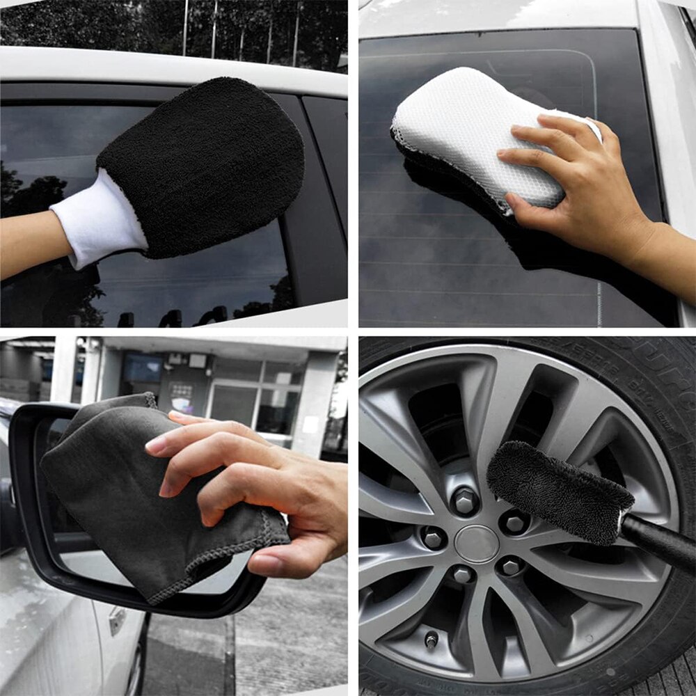 Kit curatare interior si exterior auto, JESWO, Microfibra, Gri - eMAG.ro