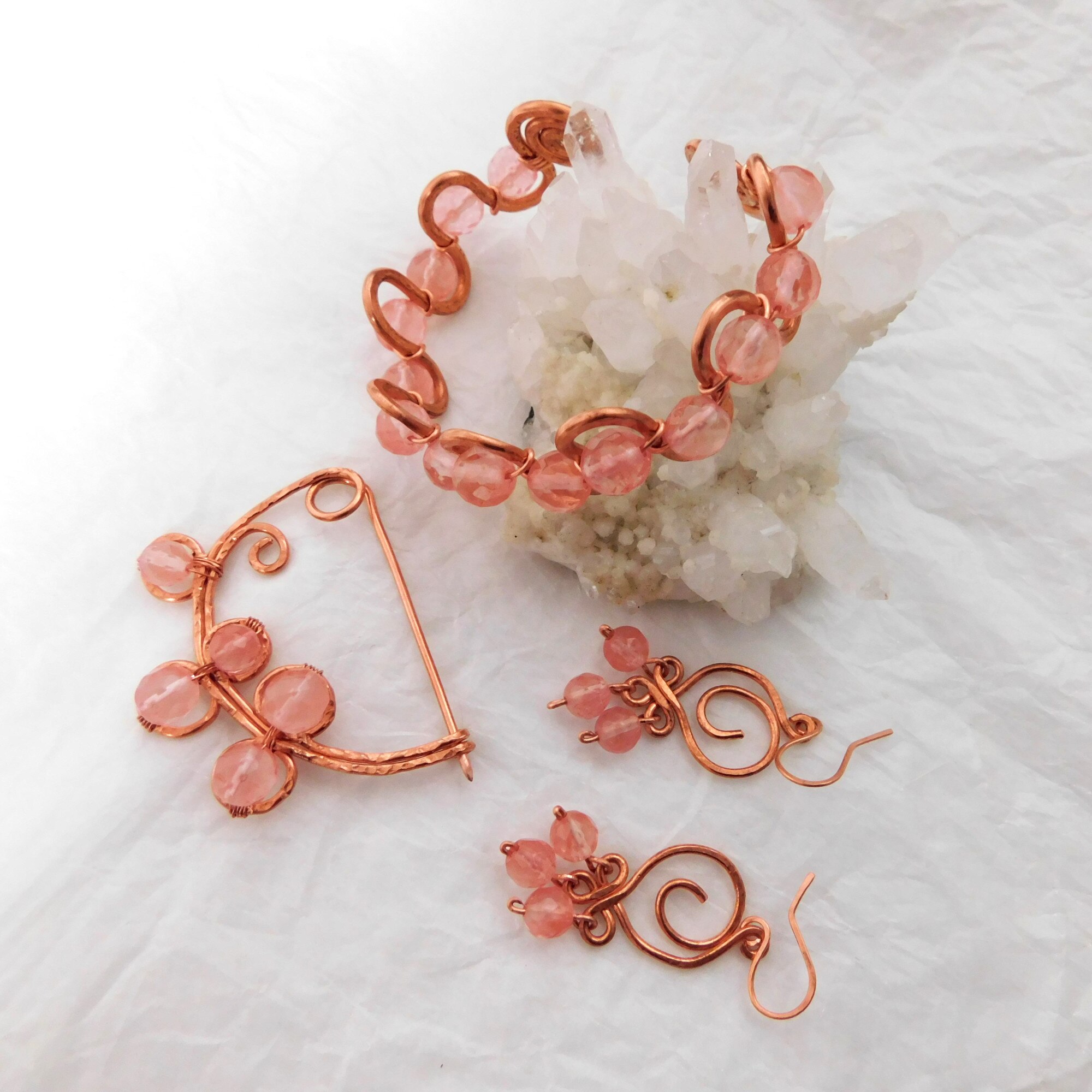 Set BBC din cupru cu cuart cireasa - eMAG.ro