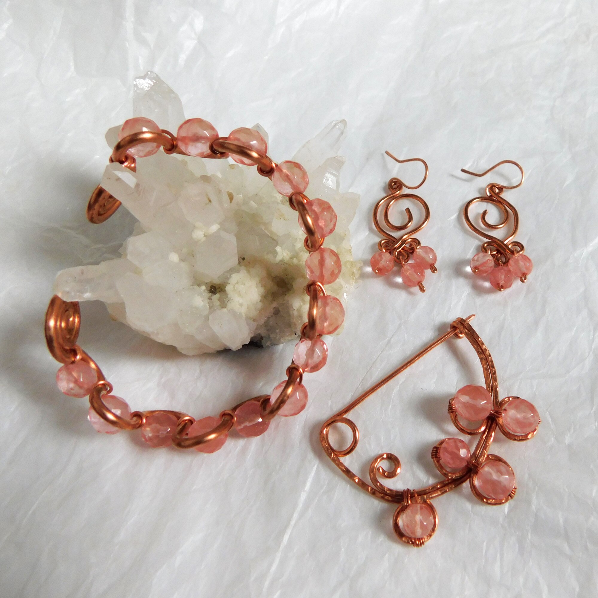 Set BBC din cupru cu cuart cireasa - eMAG.ro