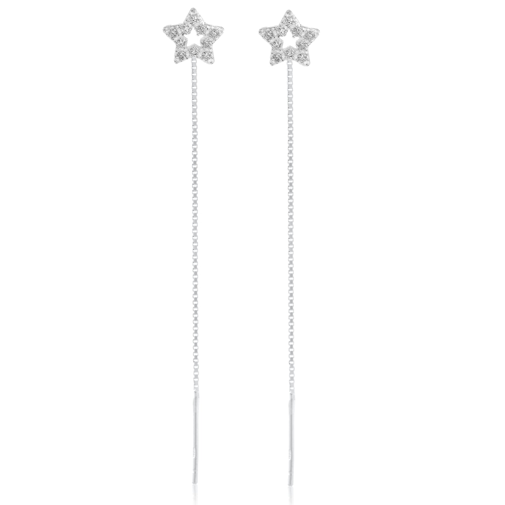 Cercei Argint 925-Stelute si Cristale cu Lantisor - eMAG.ro