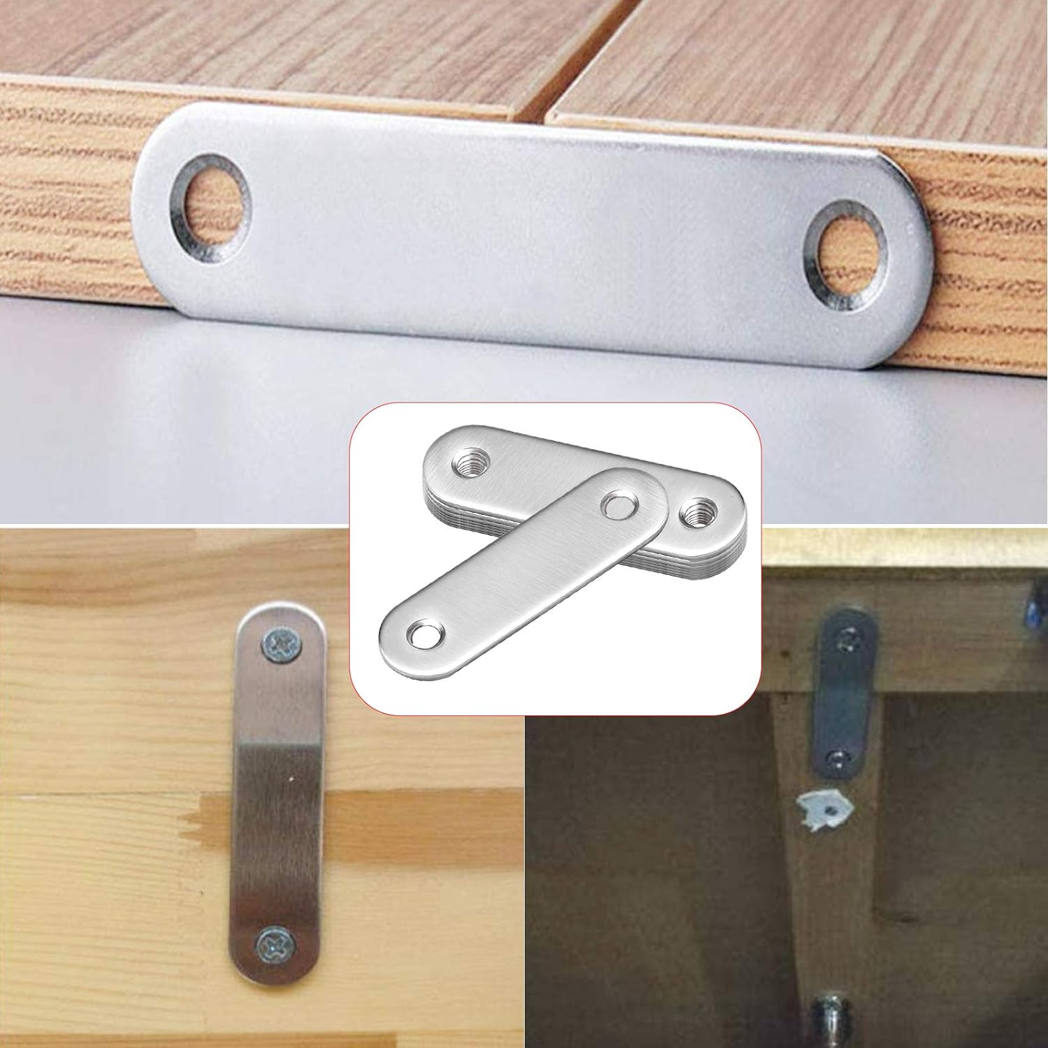 Set 10 suporturi cu suruburi pentru fixare mobilier, Sunmostar, Inox ...