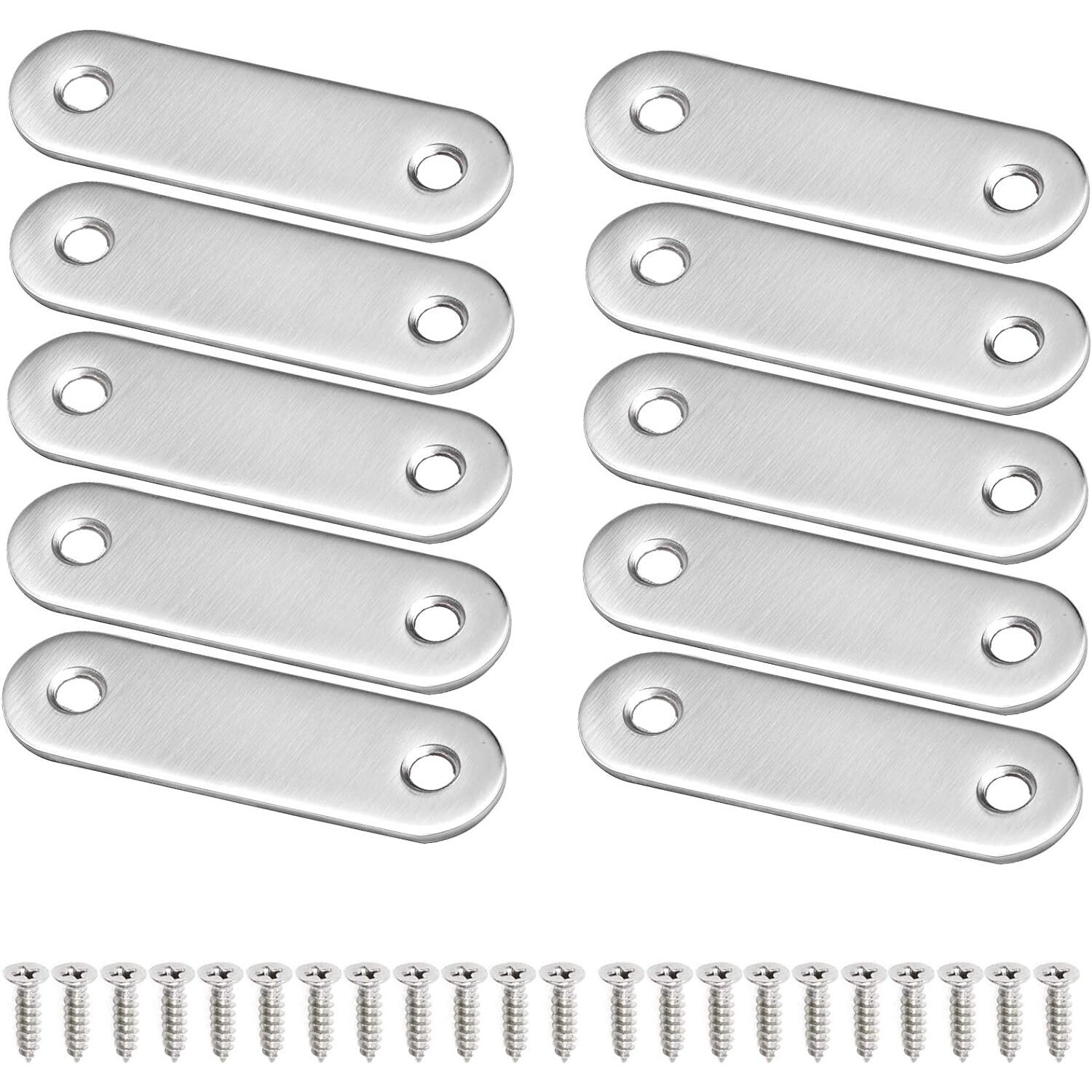 Set 10 suporturi cu suruburi pentru fixare mobilier, Sunmostar, Inox ...