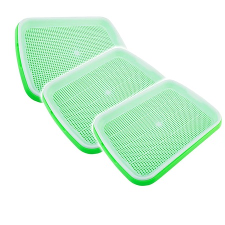 Set 3 cutii pentru rasaduri, Sunmostar, 32.3 x 23.5 x 3.6 cm, Verde/Alb ...