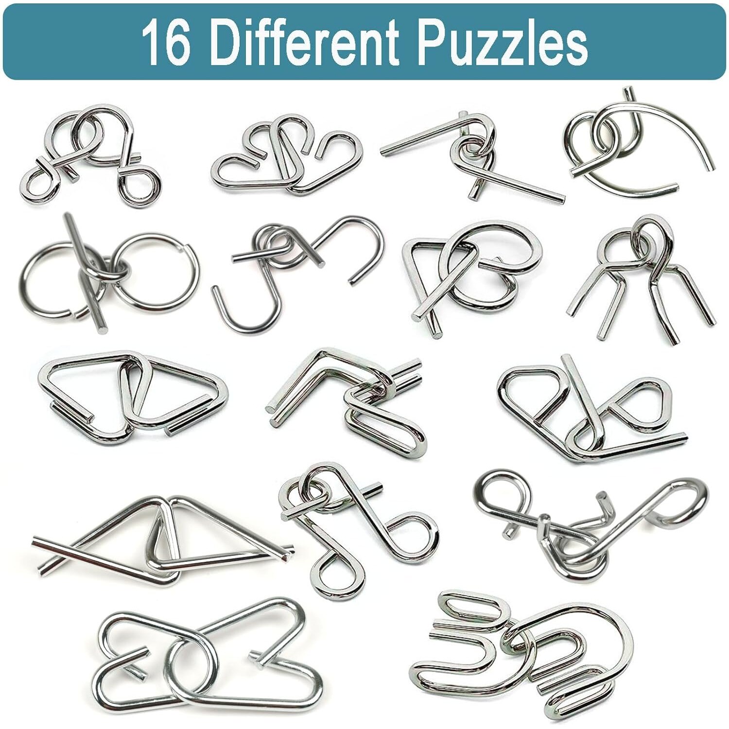 Set 2 puzzle-uri cu sarma metalica, JENUOS®, pentru copii si ...