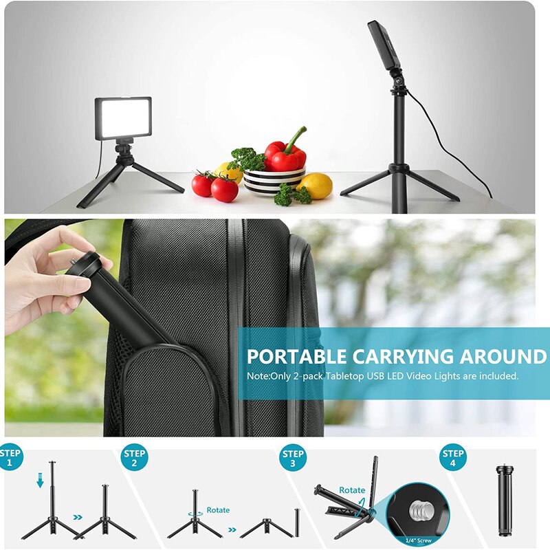 Kit de iluminat pentru fotografii, Sunmostar, USB, Lumina LED, Cu ...