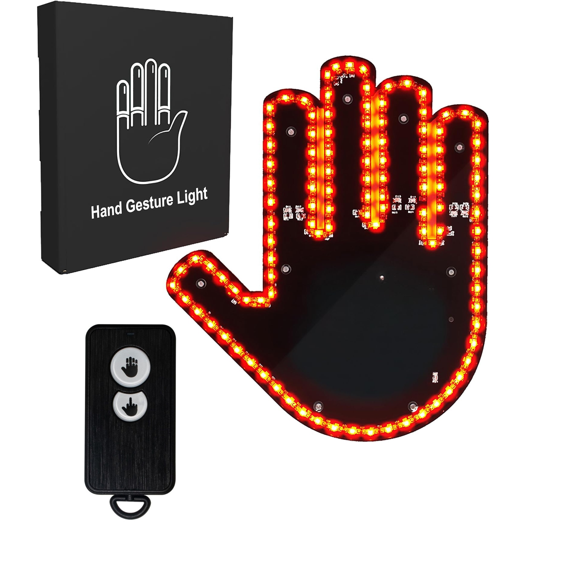 Semn LED Auto cu Telecomanda PHOENIX RINASCENTE, Design Mana, 2 Moduri ...