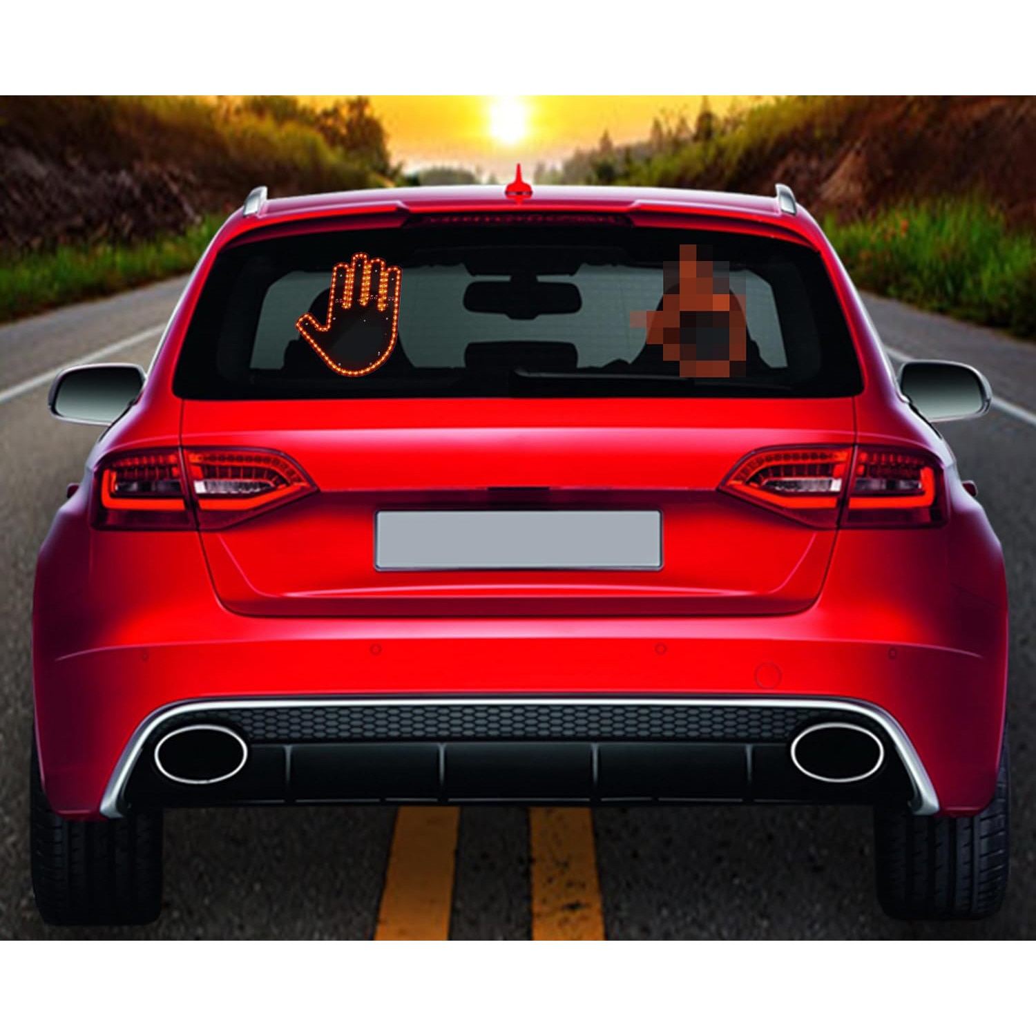 Semn LED Auto cu Telecomanda PHOENIX RINASCENTE, Design Mana, 2 Moduri ...