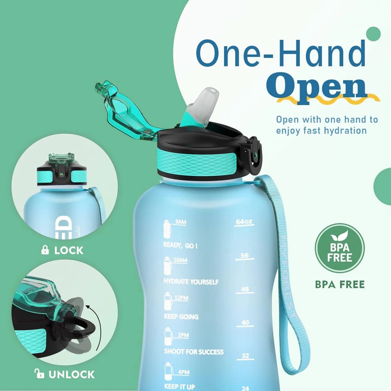 Sticla de apa pentru sport MyForest, silicon, albastru, 2, 2 L - eMAG.ro