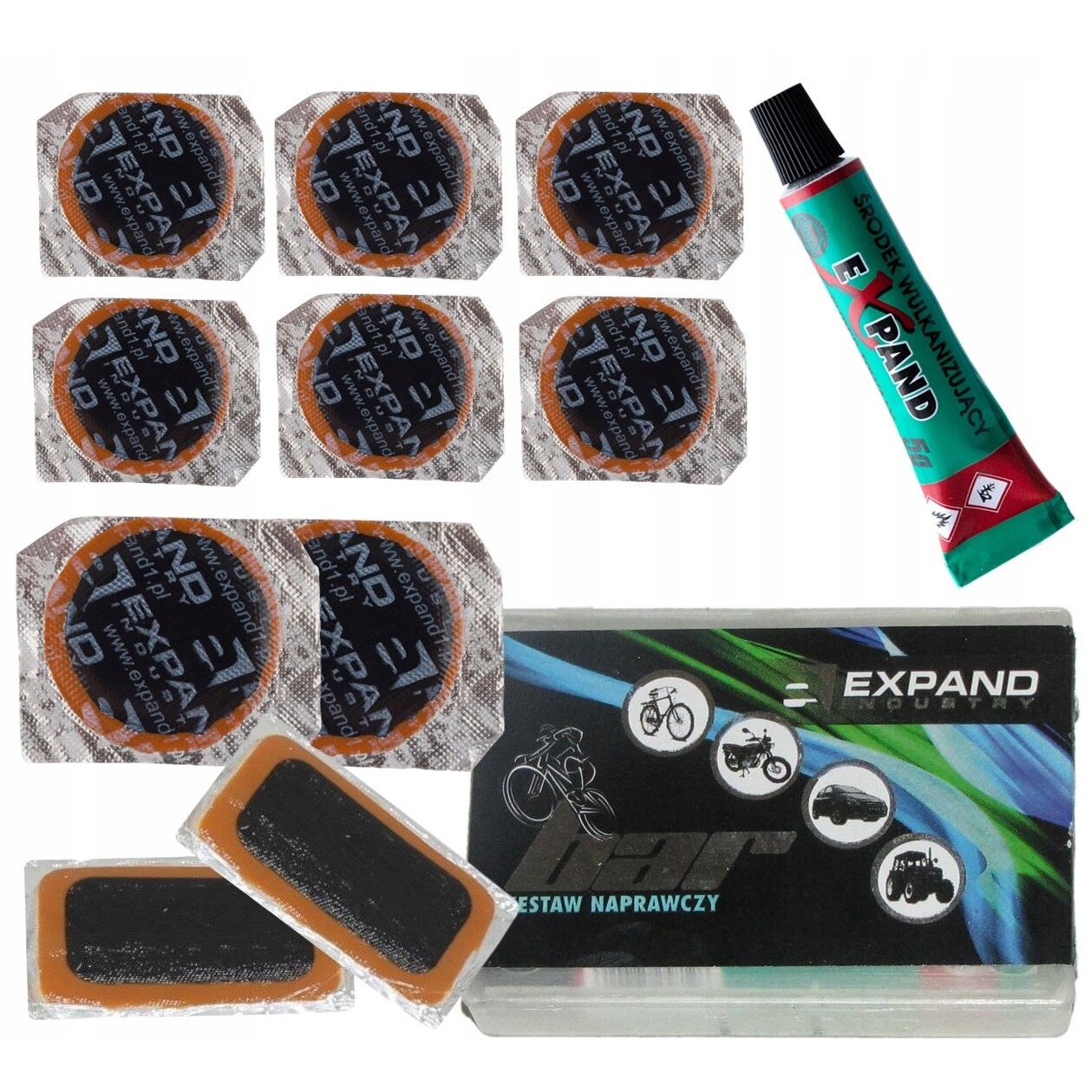 Set vulcanizare cu 10 petice si adeziv, Expand, Multicolor - eMAG.ro
