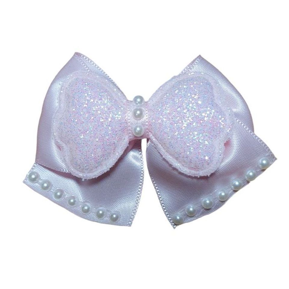 Set 3 Clama de par cu fundita, culoare roz bombon, 5x7 cm - eMAG.ro