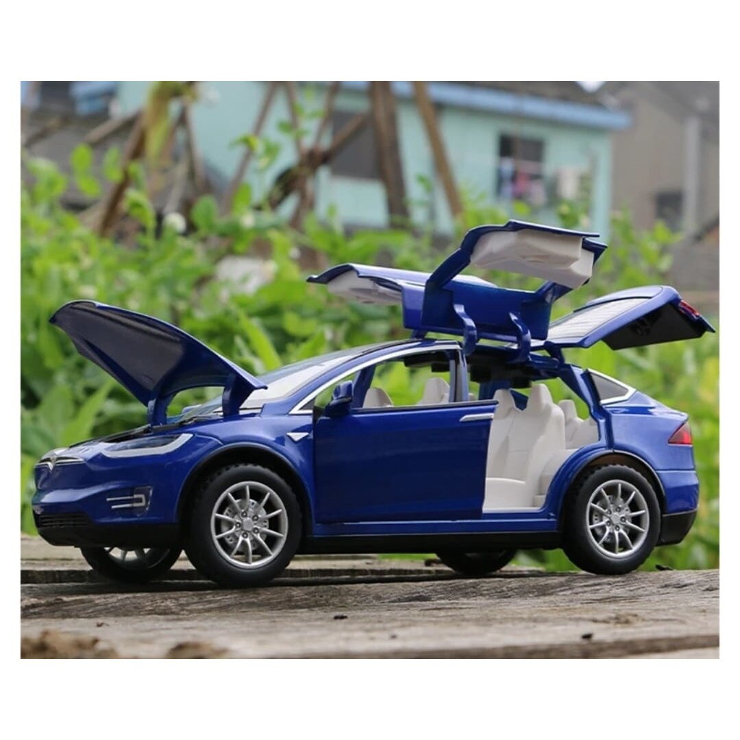 Masinuta metal mecanica, model Tesla X 90D, scara 1:22, sunete, usi ...