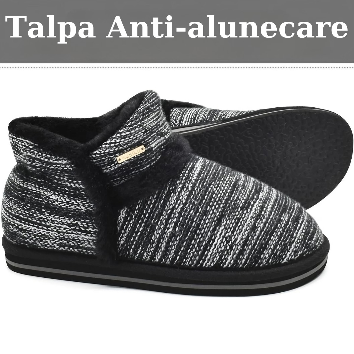 Papuci de casa pentru femei cu blana artificiala, spuma de memorie, moi ...