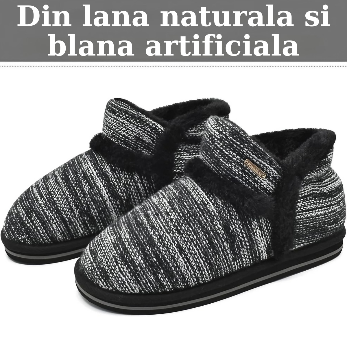 Papuci de casa pentru femei cu blana artificiala, spuma de memorie, moi ...