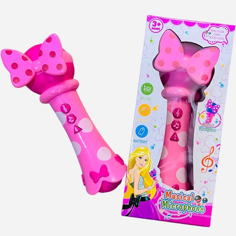 Microfon roz pentru fetite, sunete si amplificare voce - eMAG.ro