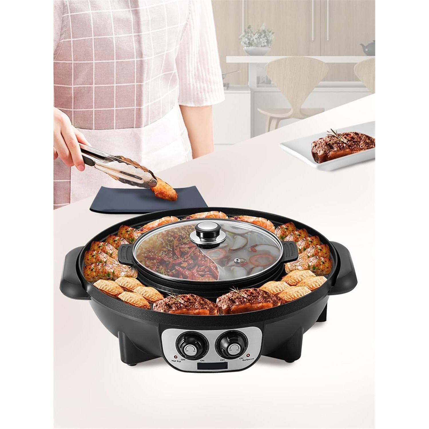 Oala, electrica, 2 in 1, 2200 W, multifunctionala, portabila, aluminiu ...