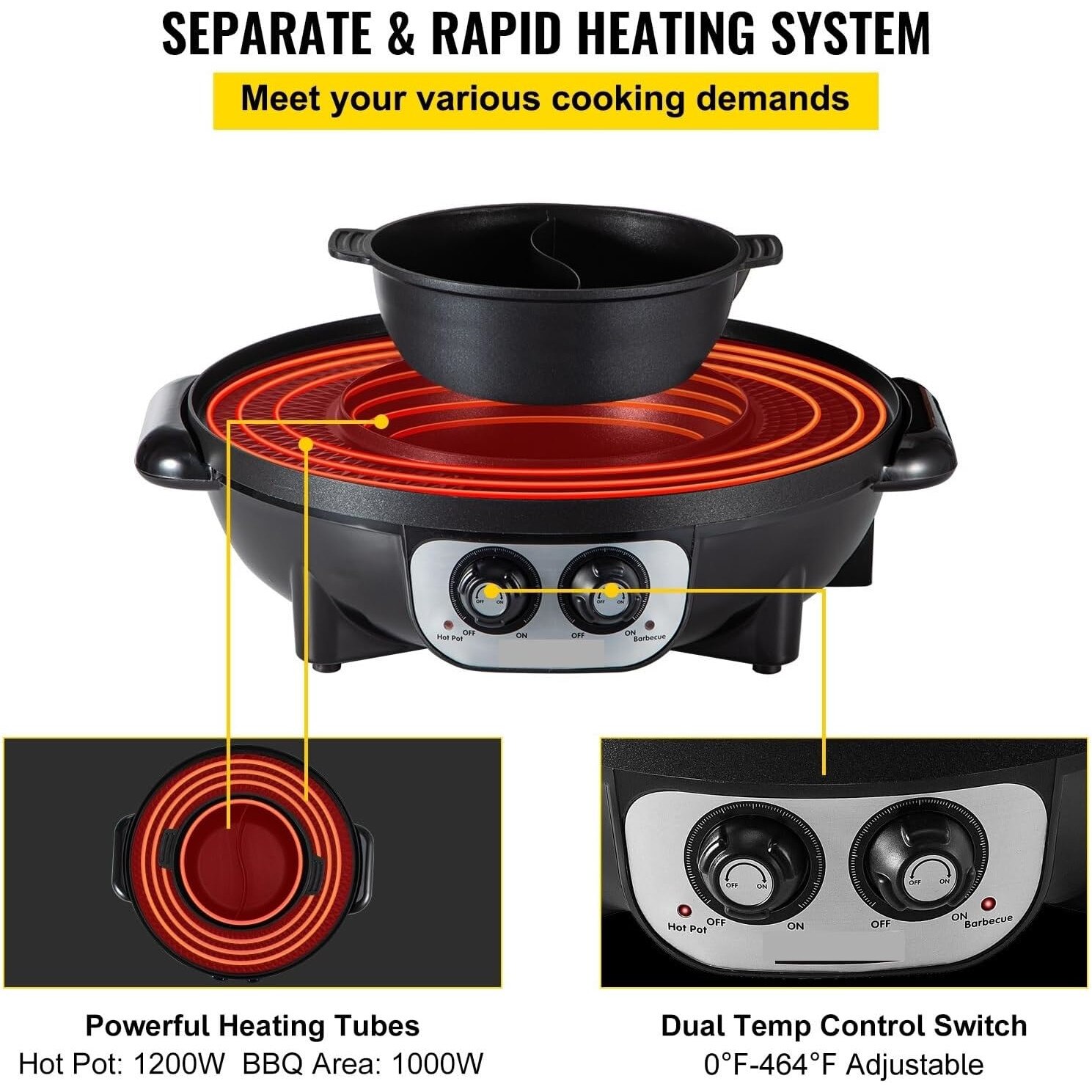 Oala, electrica, 2 in 1, 2200 W, multifunctionala, portabila, aluminiu ...