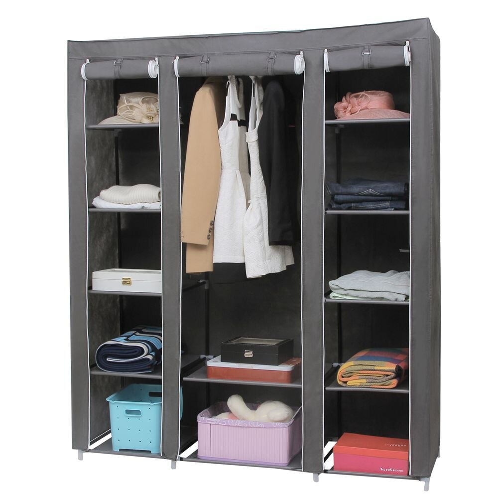 Dulap cu rafturi, ZenderTextil, Gri, 175x150x45 cm - eMAG.ro