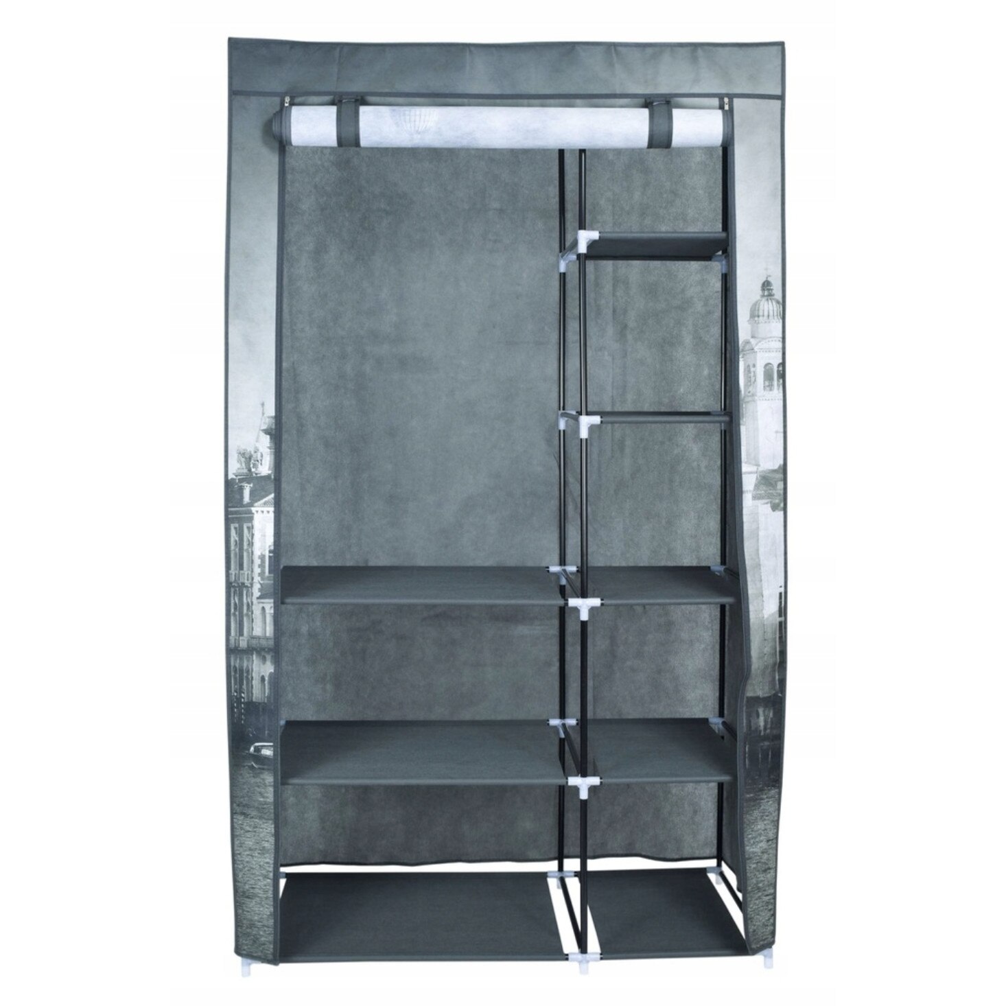 Dulap din material textil, Cadru metalic, 50 x 100 x 170cm, Gri - eMAG.ro