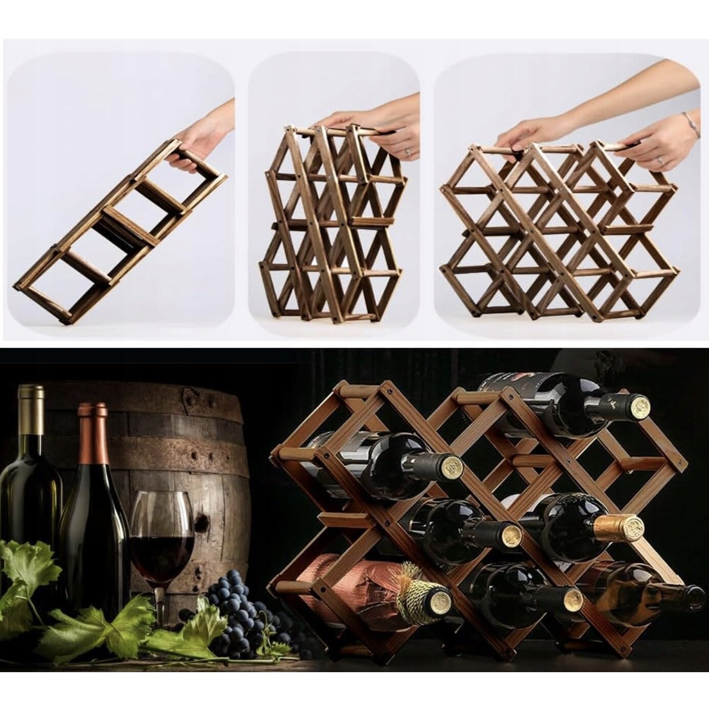 Raft pentru vinuri, Lemn, Maro - eMAG.ro