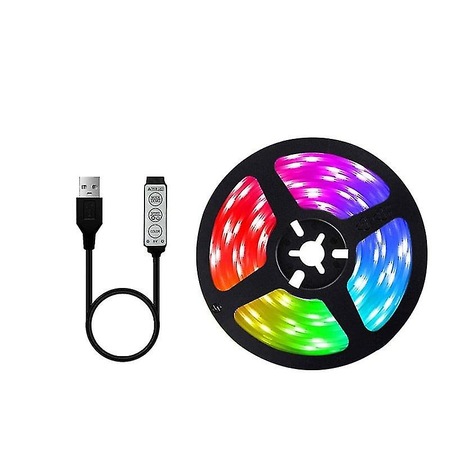 Banda LED, 5 V, Bluetooth, USB, 30 leduri, 7.36W, 3 m, Multicolor - eMAG.ro