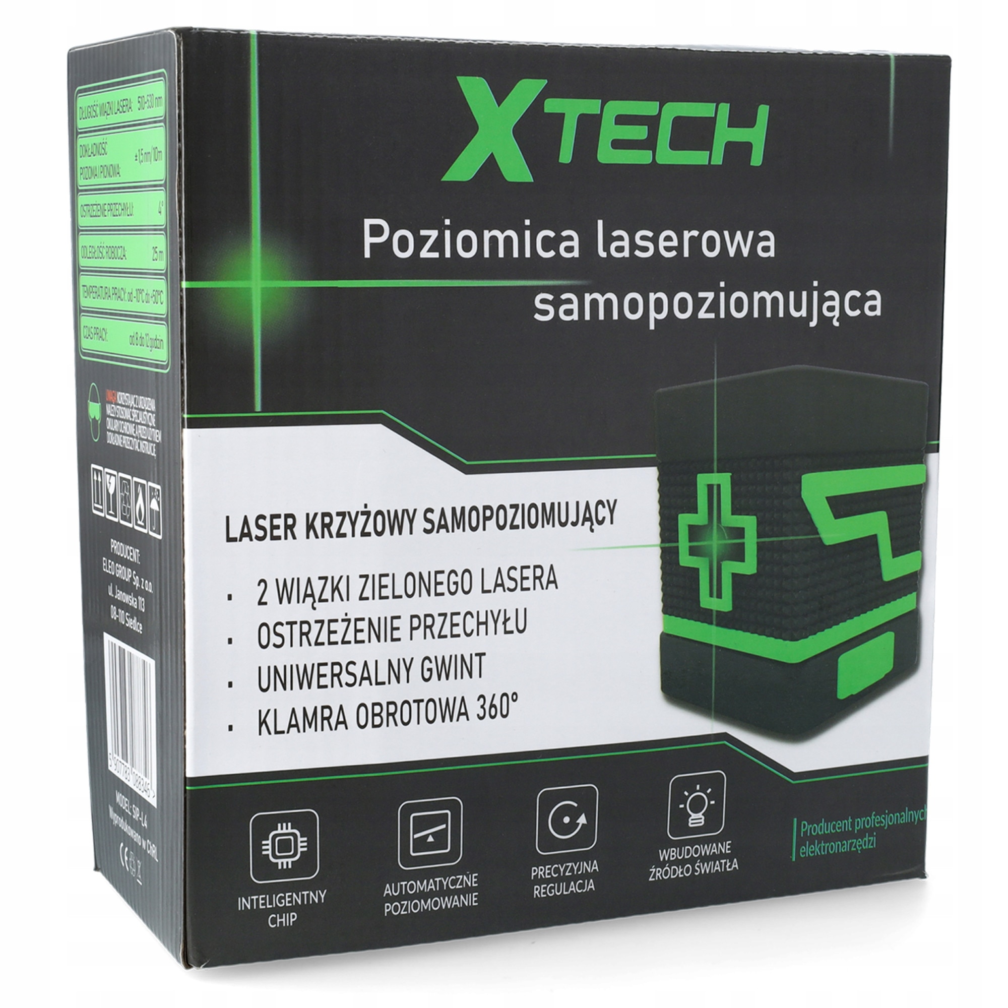 Лазерен нивелир, Xtech, работен обхват 25 м, зелен/черен - eMAG.bg