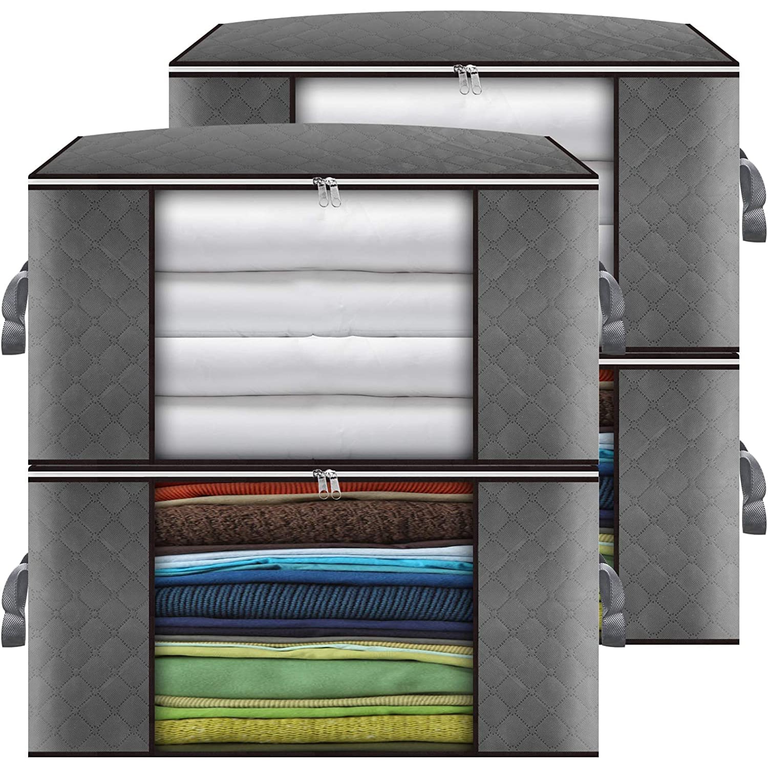 Set 4 depozitare haine, 90 l, Gri - eMAG.ro