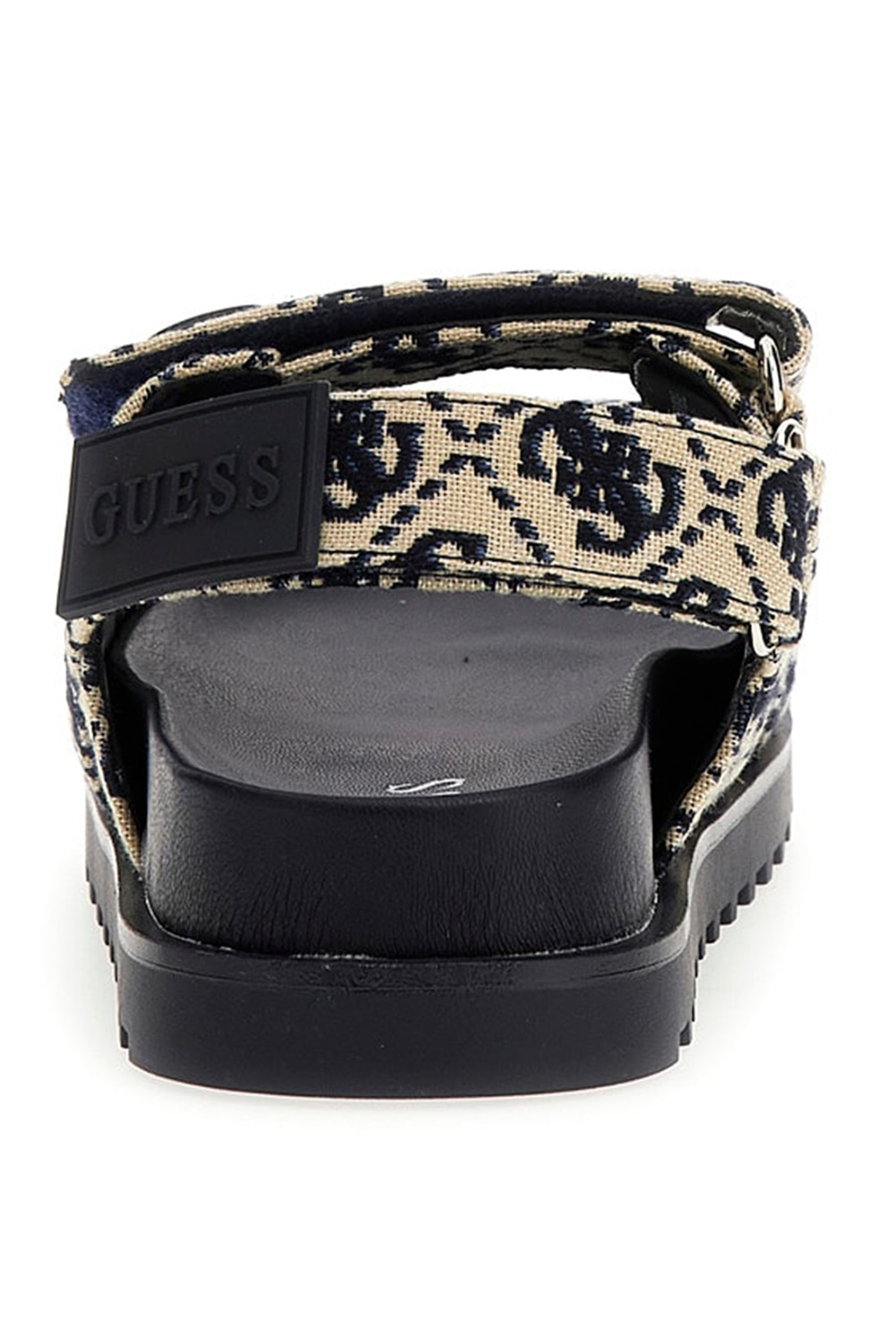 Guess, Sandale cu velcro si logo, Albastru ultramarin, Crem, 39 - eMAG.ro