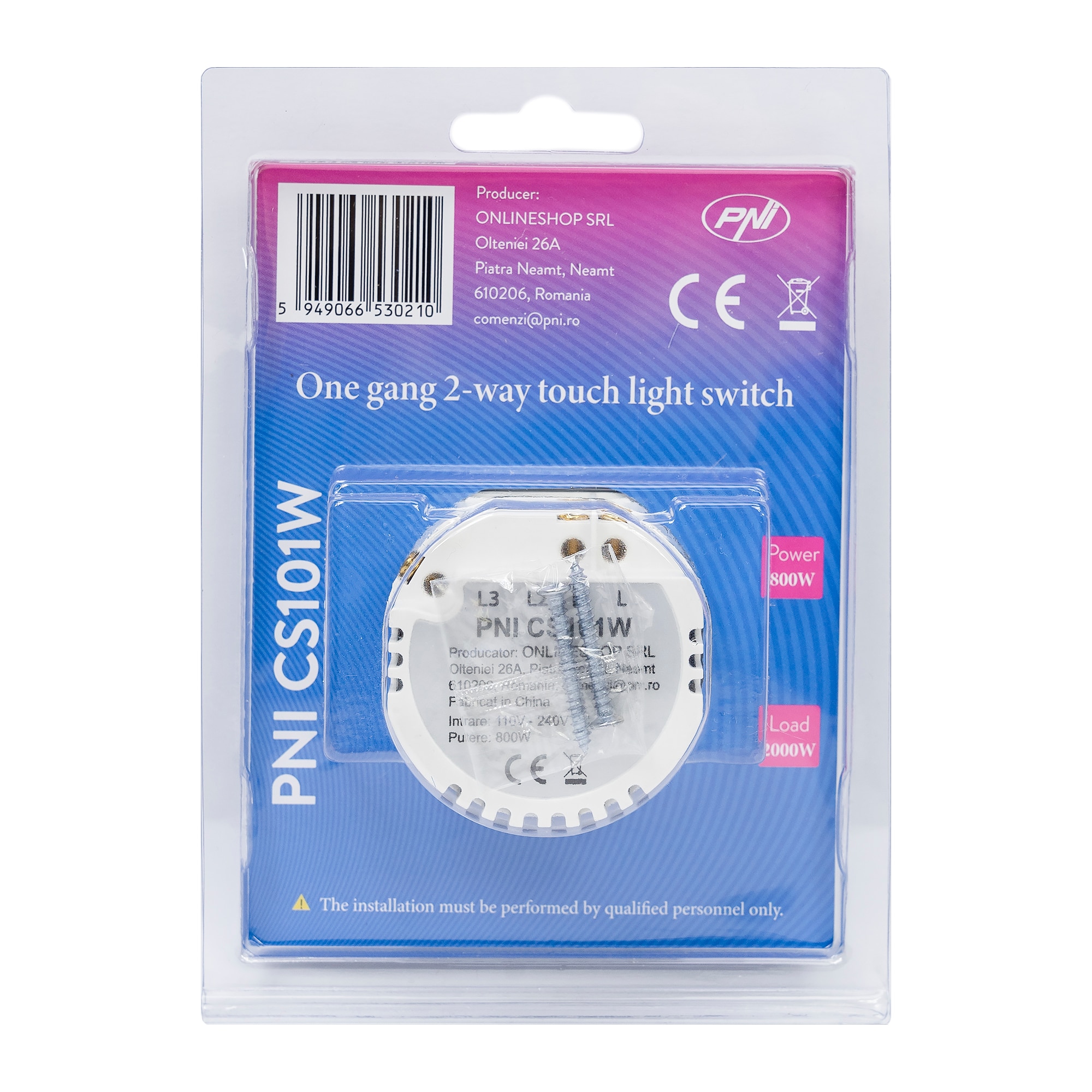 Intrerupator cap scara si cap cruce simplu cu touch PNI CS101W, 800W ...