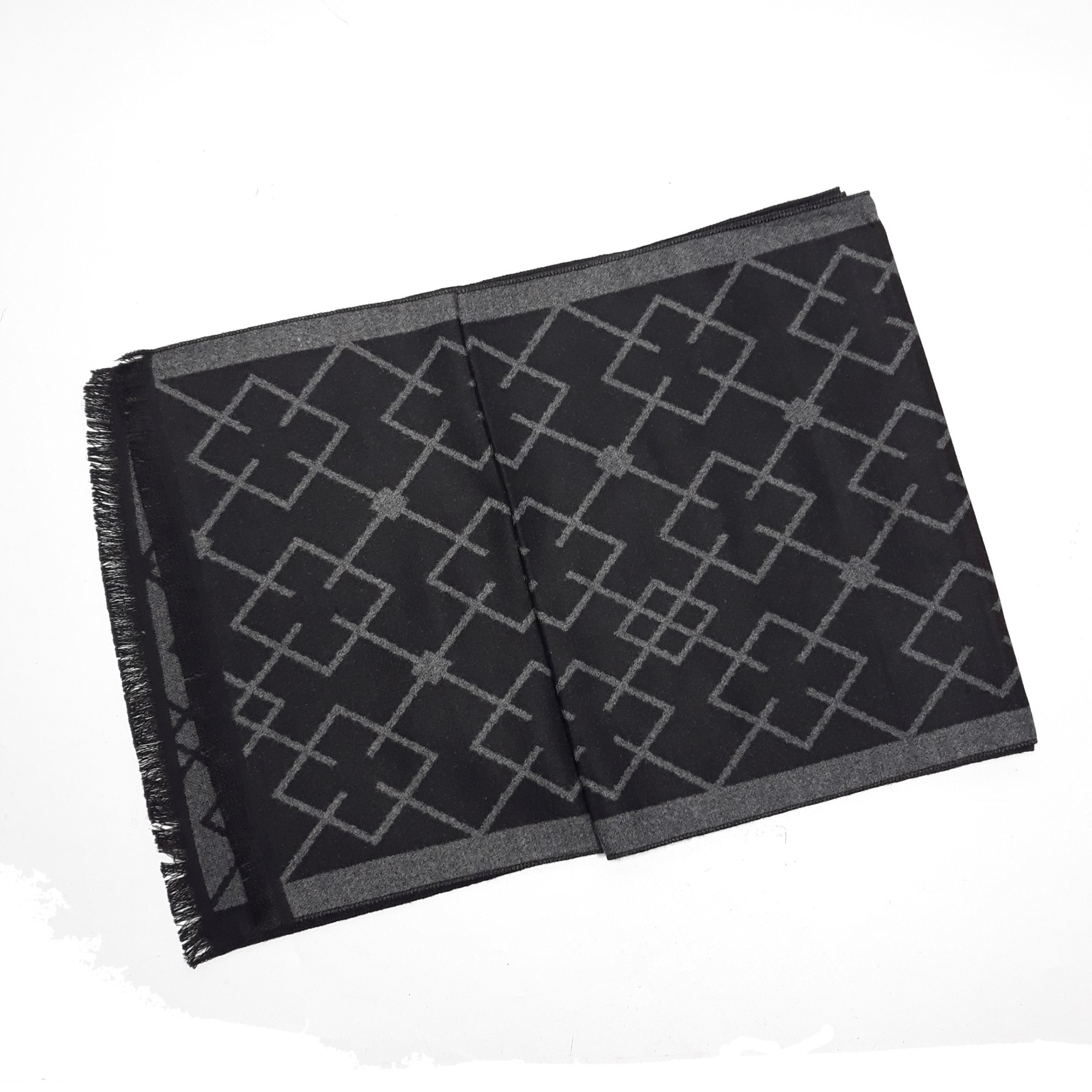 Esarfa barbati, cu doua fete, negru/gri - eMAG.ro