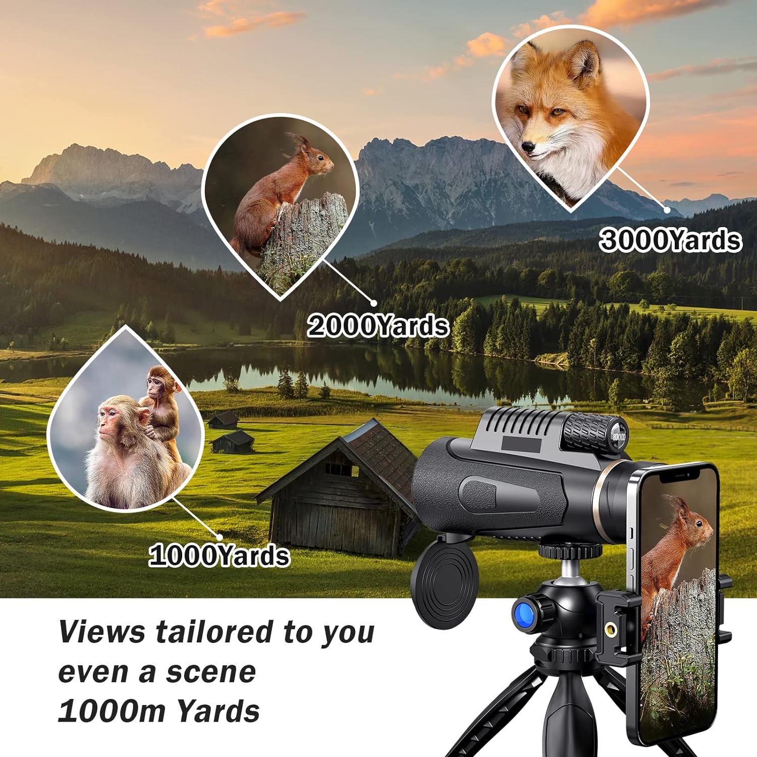 idepet® Professzionális teleszkóp monokli, HD 12X50 Prism BaK-4 Dual ...