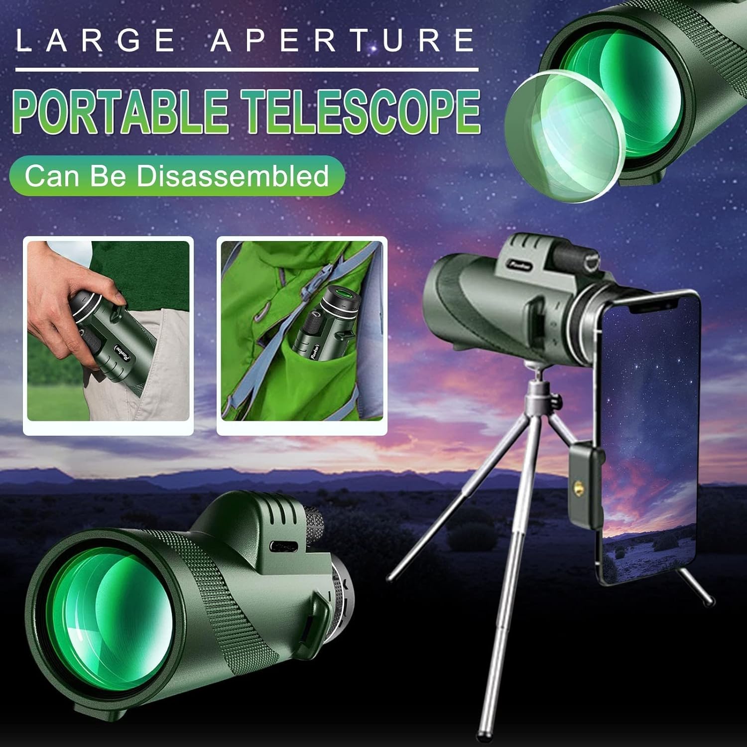 Monoclu Telescop profesional idepet®, HD 80x100 Prisma BaK-4 Dual Focus ...