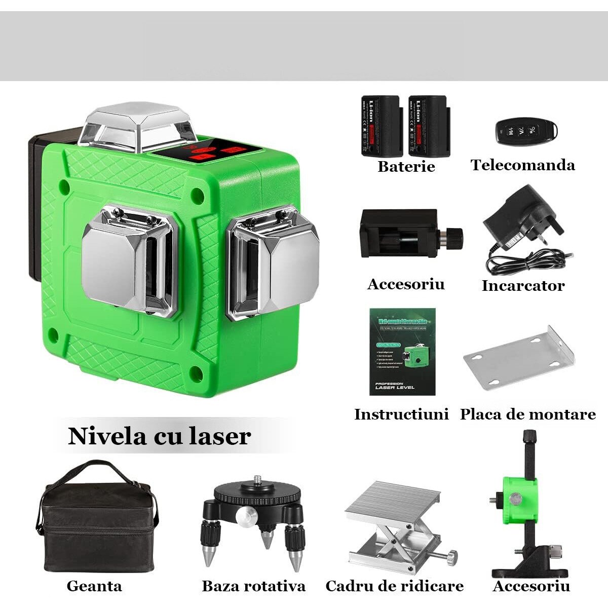 Nivela laser Fancyall, ABS, verde, 12 linii - eMAG.ro