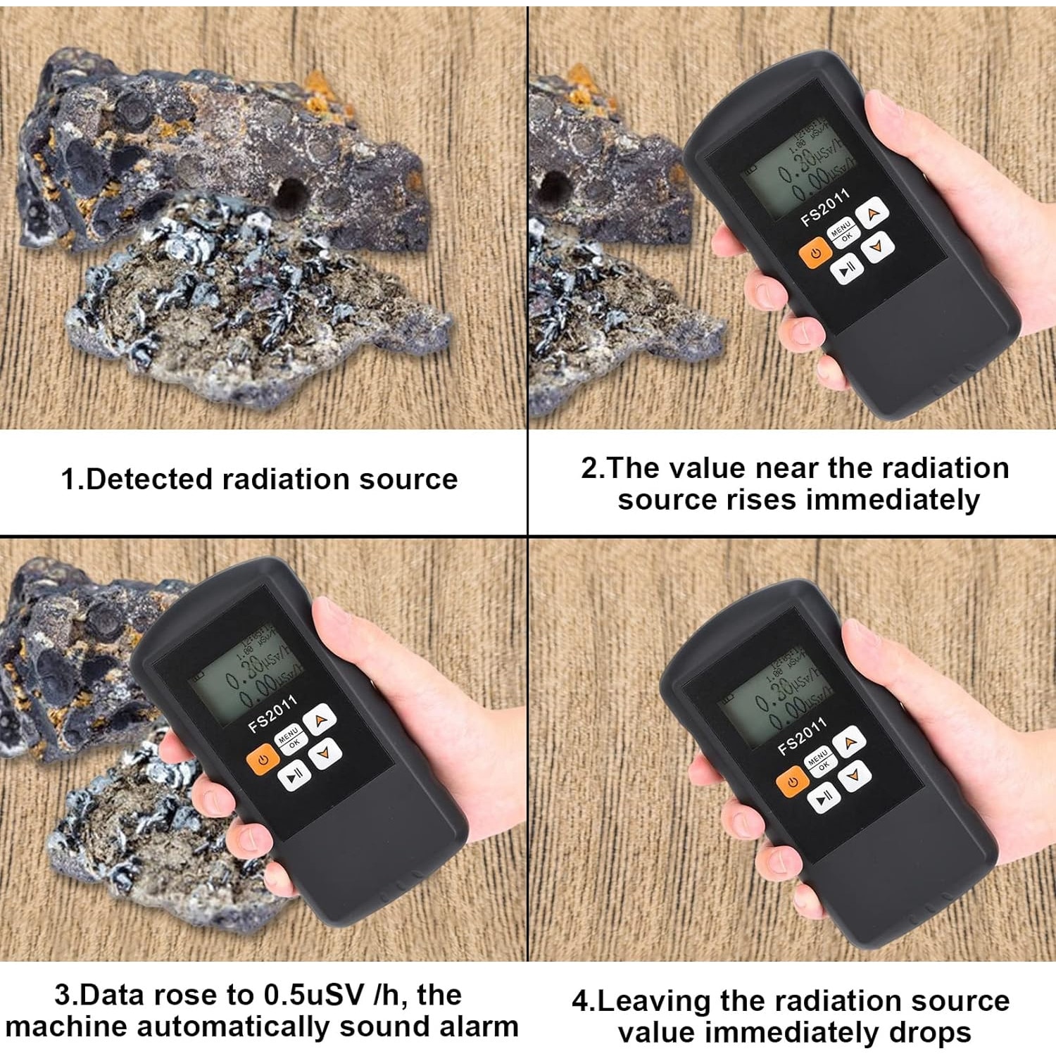 Detector de radiatii nucleare Geiger, dozimetru cu display LED, X γ β ...