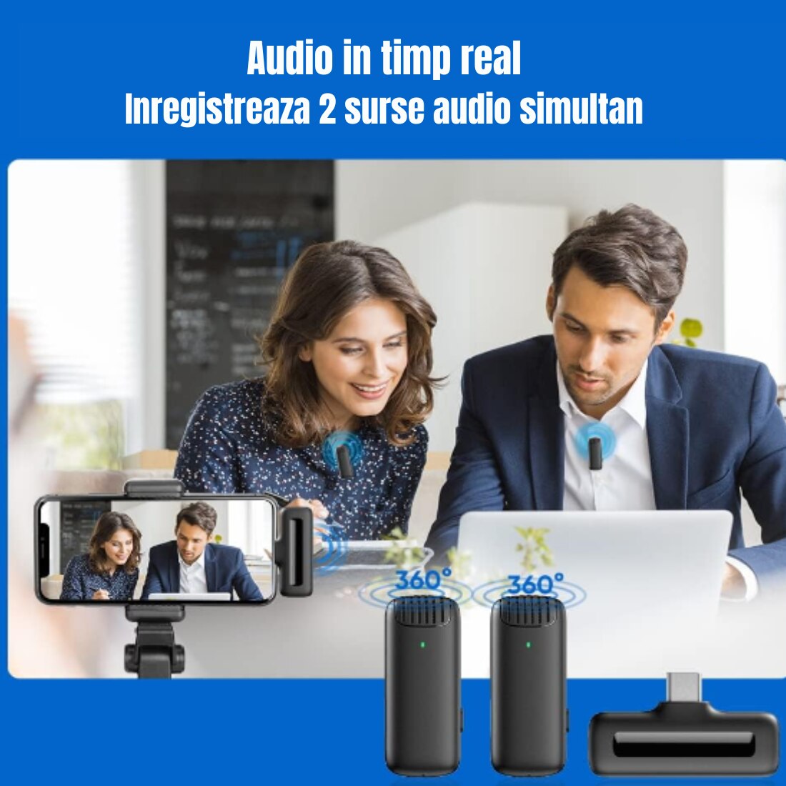 Rohs 2 az 1-ben vezeték nélküli Lavalier mikrofon töltőtokkal iPhone ...