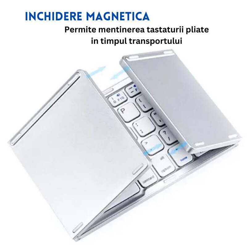 Set tastatura pliabila cu touchpad si suport telefon/tableta, wireless ...