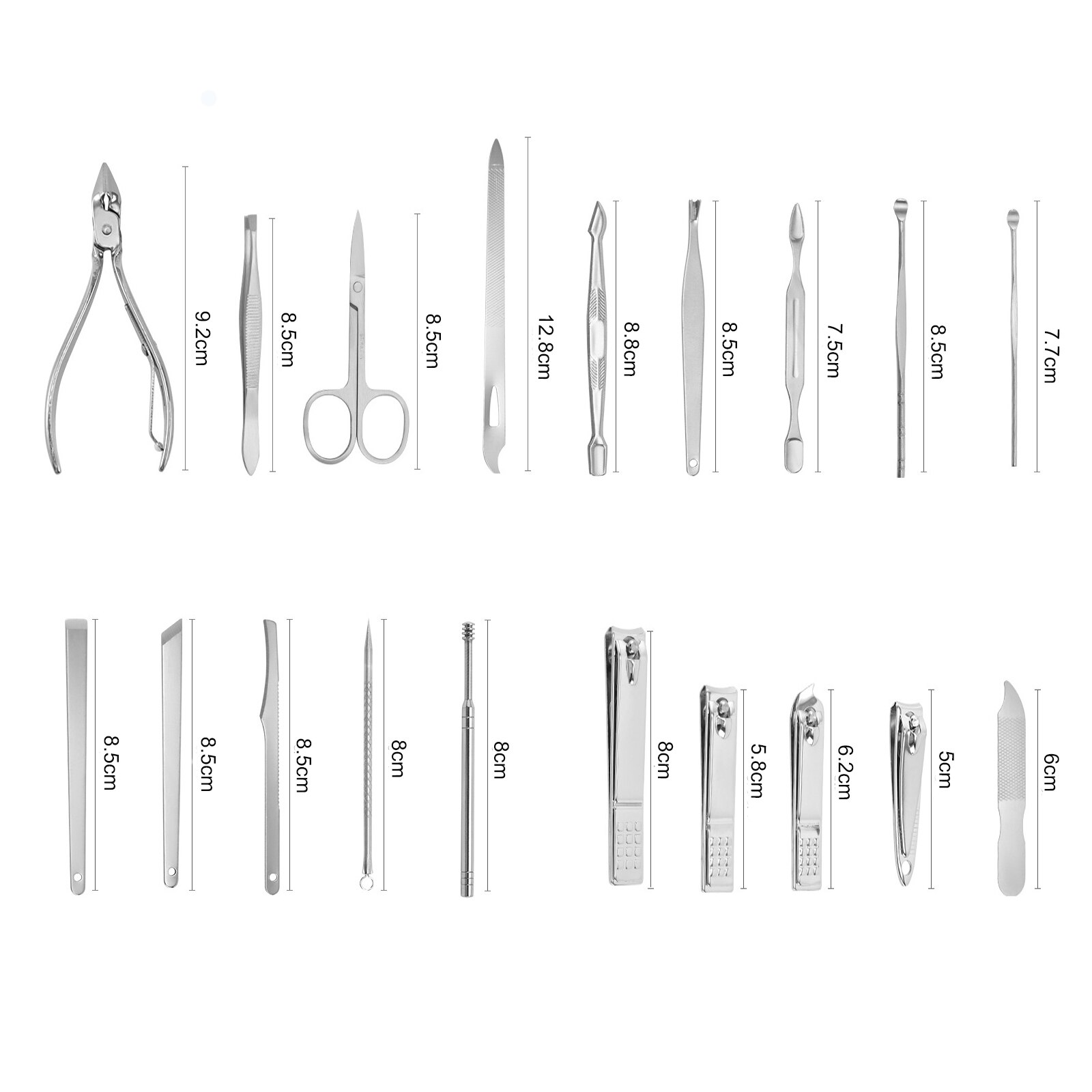 Set 19 instrumente manichiura si pedichiura, Axroad Mall, Cu foarfeca, cleste cuticule ...