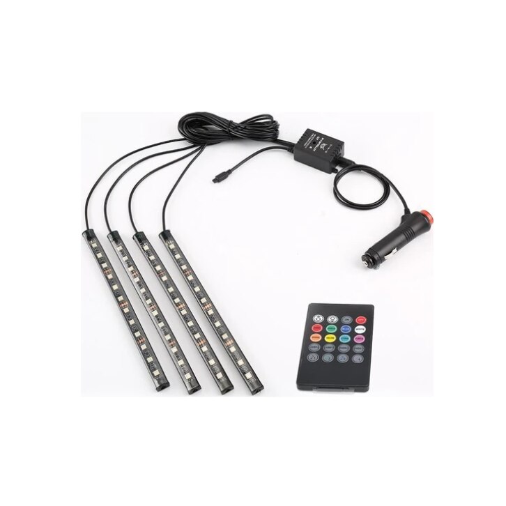 Lumina Ambientala auto Kit interior decorativ, 4 benzi autoadezive, LED ...