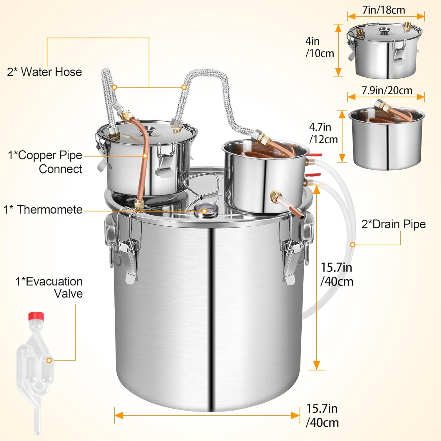 Set Distilator Bere, 30L, Manual, Otel Inoxidabil, Argintiu - eMAG.ro