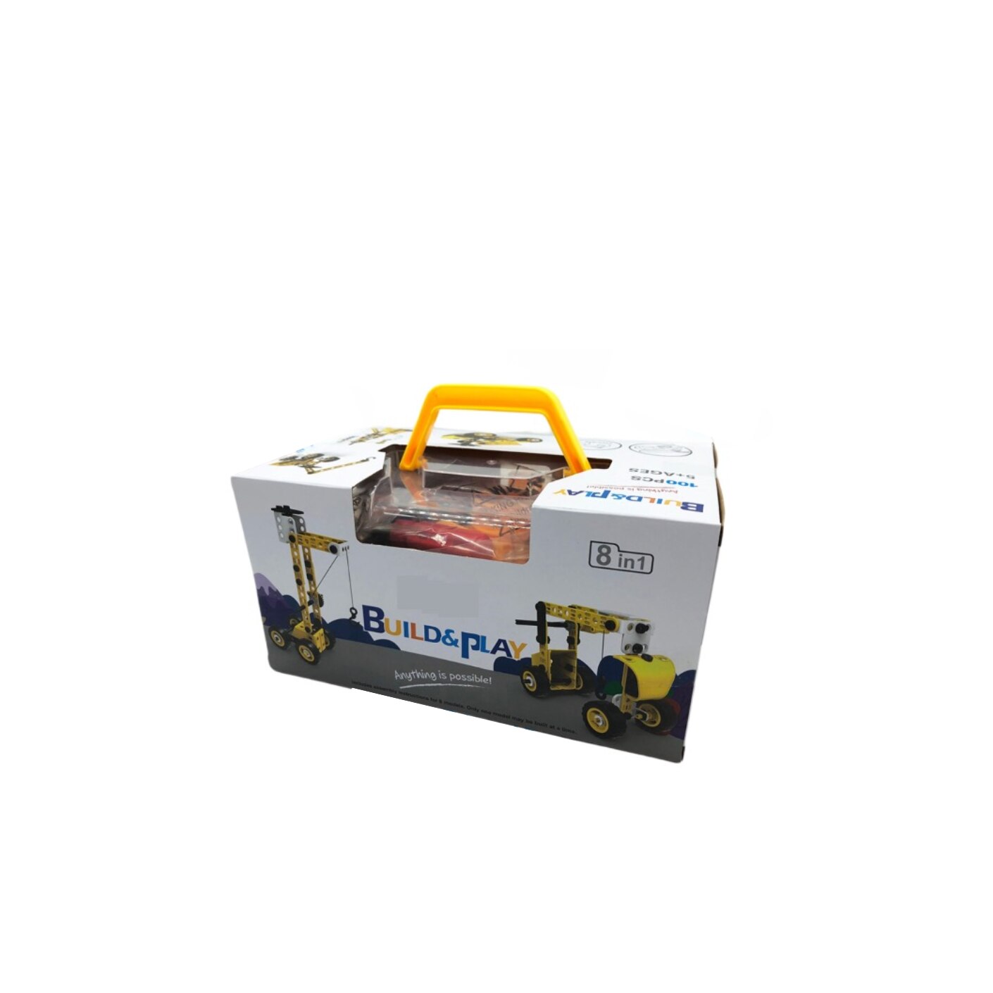 Jucarie interactiva de construit utilaje, set 8 in 1, 100 piese de tip ...