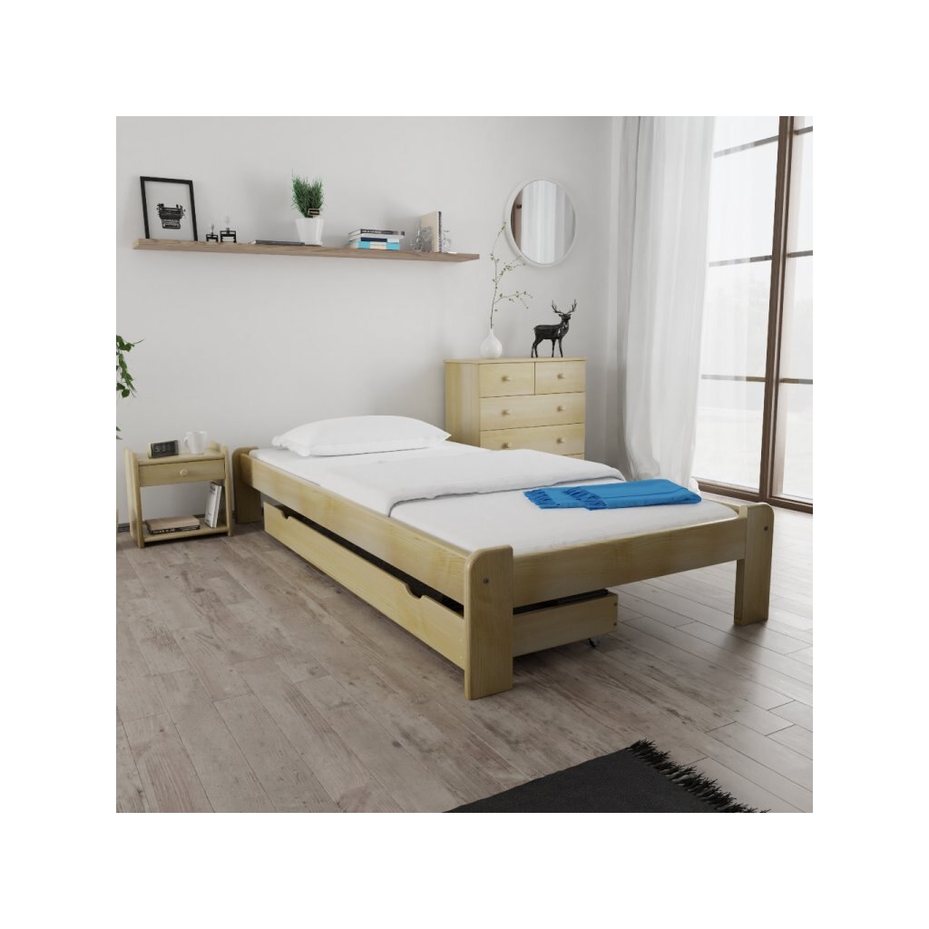 Pat Textilomanie ADA 90x200 cm, pin, fara saltea, Fara lamele - eMAG.ro