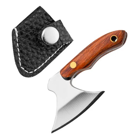 Mini-Topor Breloc, Otel Inoxidabil, Forjat Manual, Maner Lemn, Husa din ...