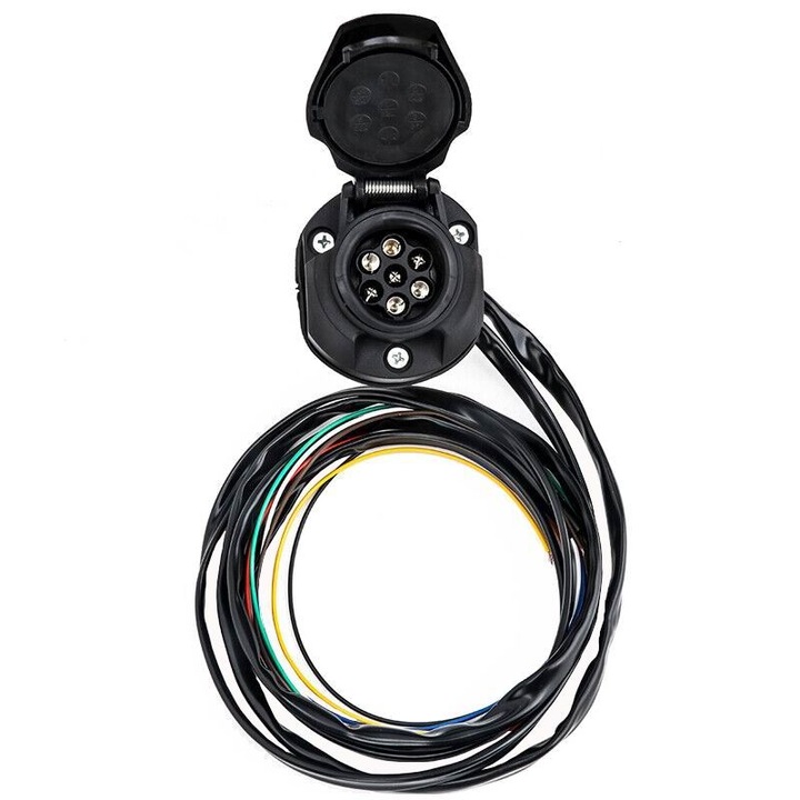 Kit priza carlig remorcare, priza 7 pini 12V cu 2 cabluri 2m cu 4 si 5 fire, kit instalatie ...