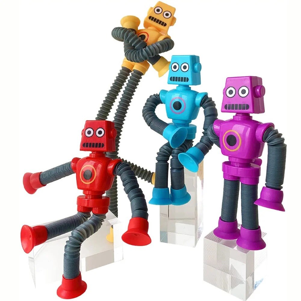 Set 4 roboti senzoriali, creativi cu ventuze, multicolor - eMAG.ro