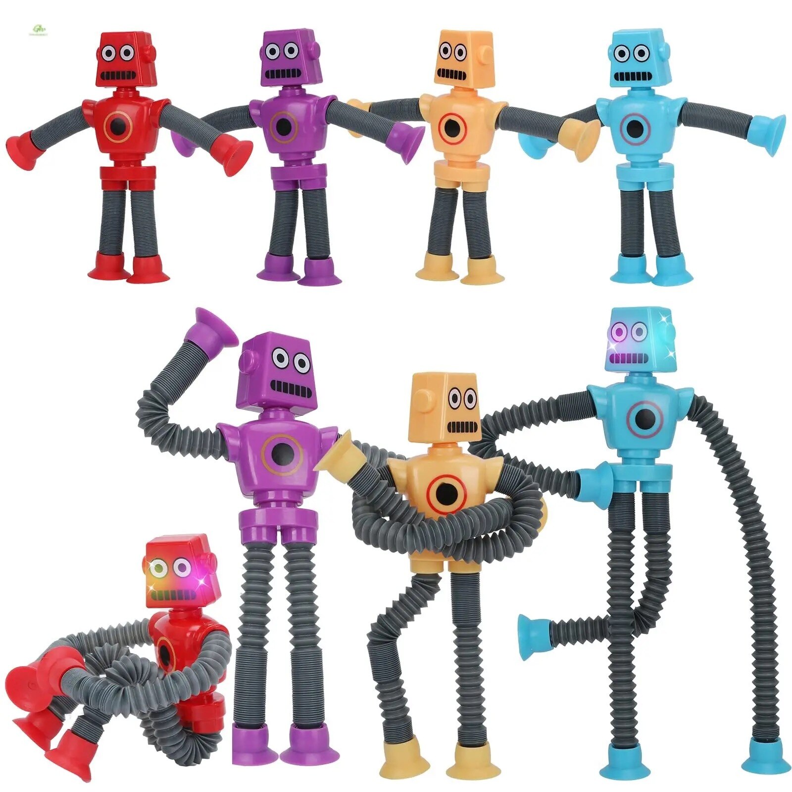 Set 4 roboti senzoriali, creativi cu ventuze, multicolor - eMAG.ro