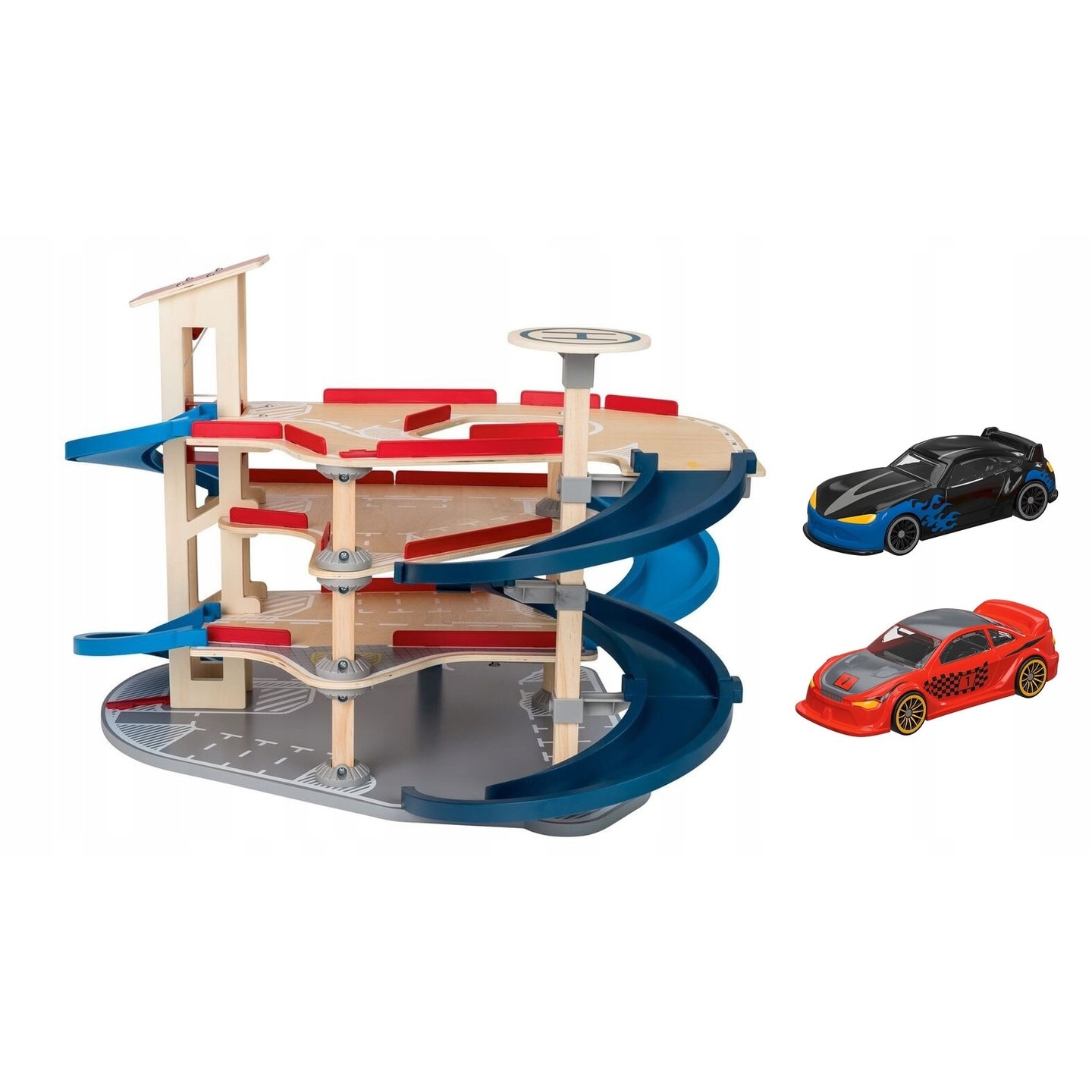 Set parcare masini, Playtive, Lemn/Plastic, Multicolor - eMAG.ro