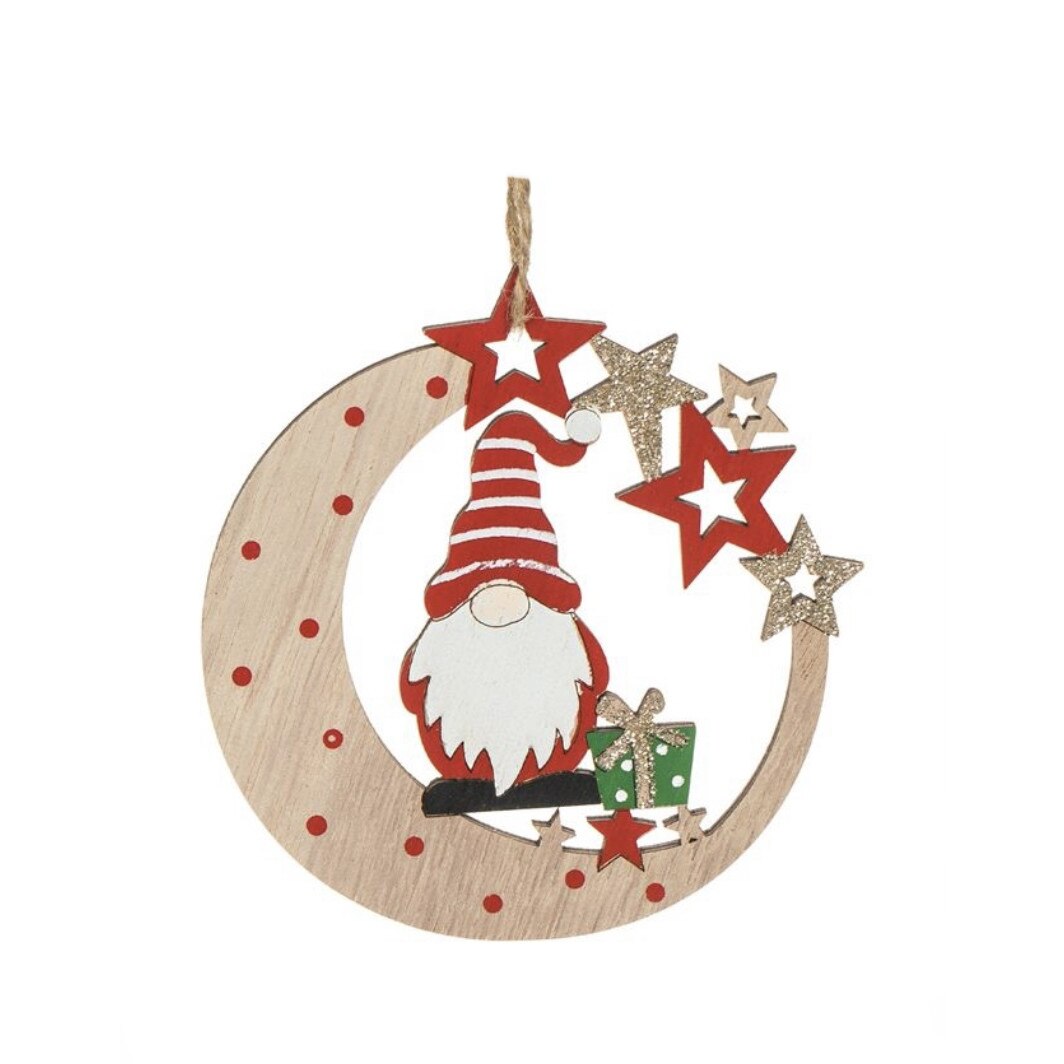 Set 4 ornamente pentru bradul de Craciun, glob cu Gnome si stelute, din ...