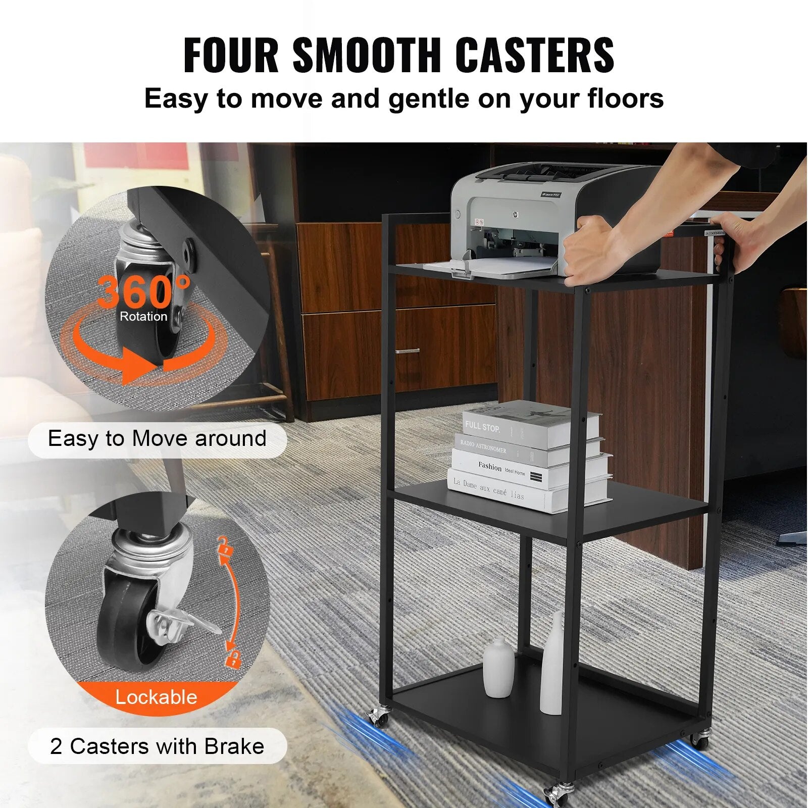 Carucior, 2 niveluri, raft reglabil, otel carbon, roata blocabila ...