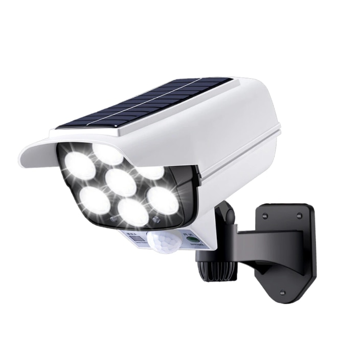 Lampa solara 77 LED tip camera falsa cu senzor de miscare, telecomanda ...