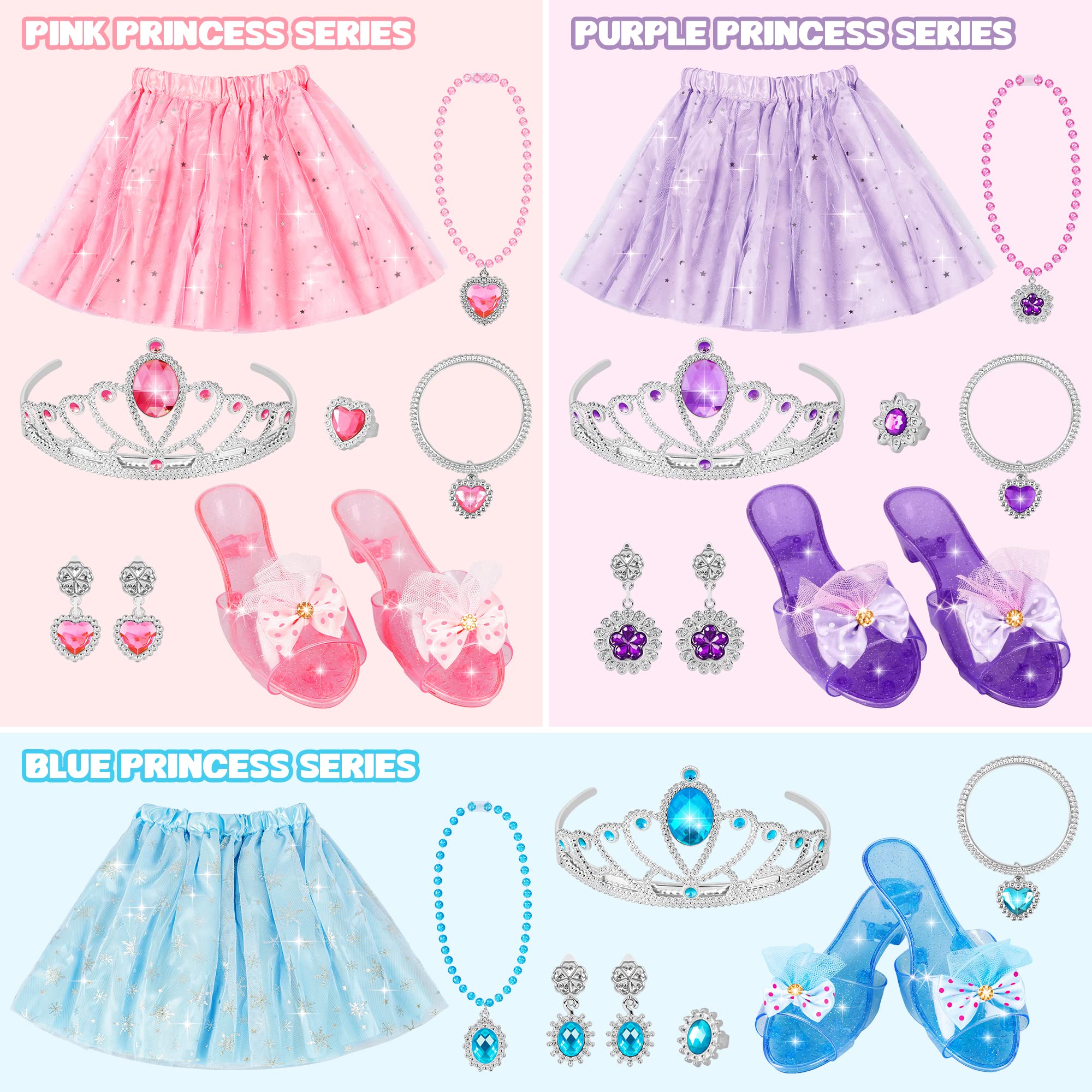 Set Costume de printesa, OVERTANG, +3ani, Multicolor - eMAG.ro