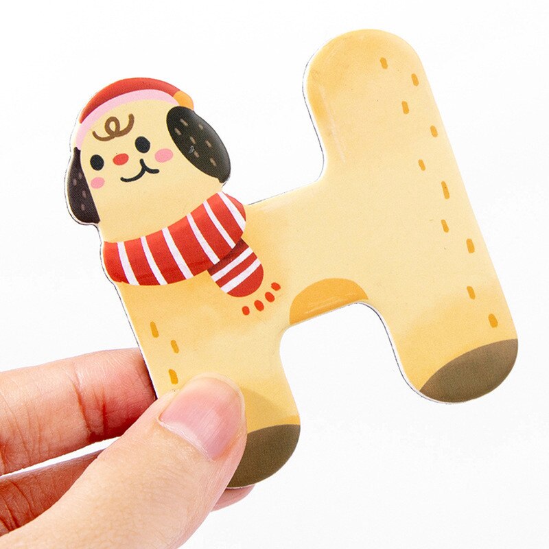 Set litere magnetice copii, Jeswo, Lemn, 26 Bucati, Multicolor - eMAG.ro